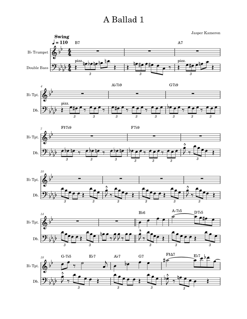 A Ballad 1 Sheet music for Trumpet in b-flat, Contrabass (Jazz Band ...