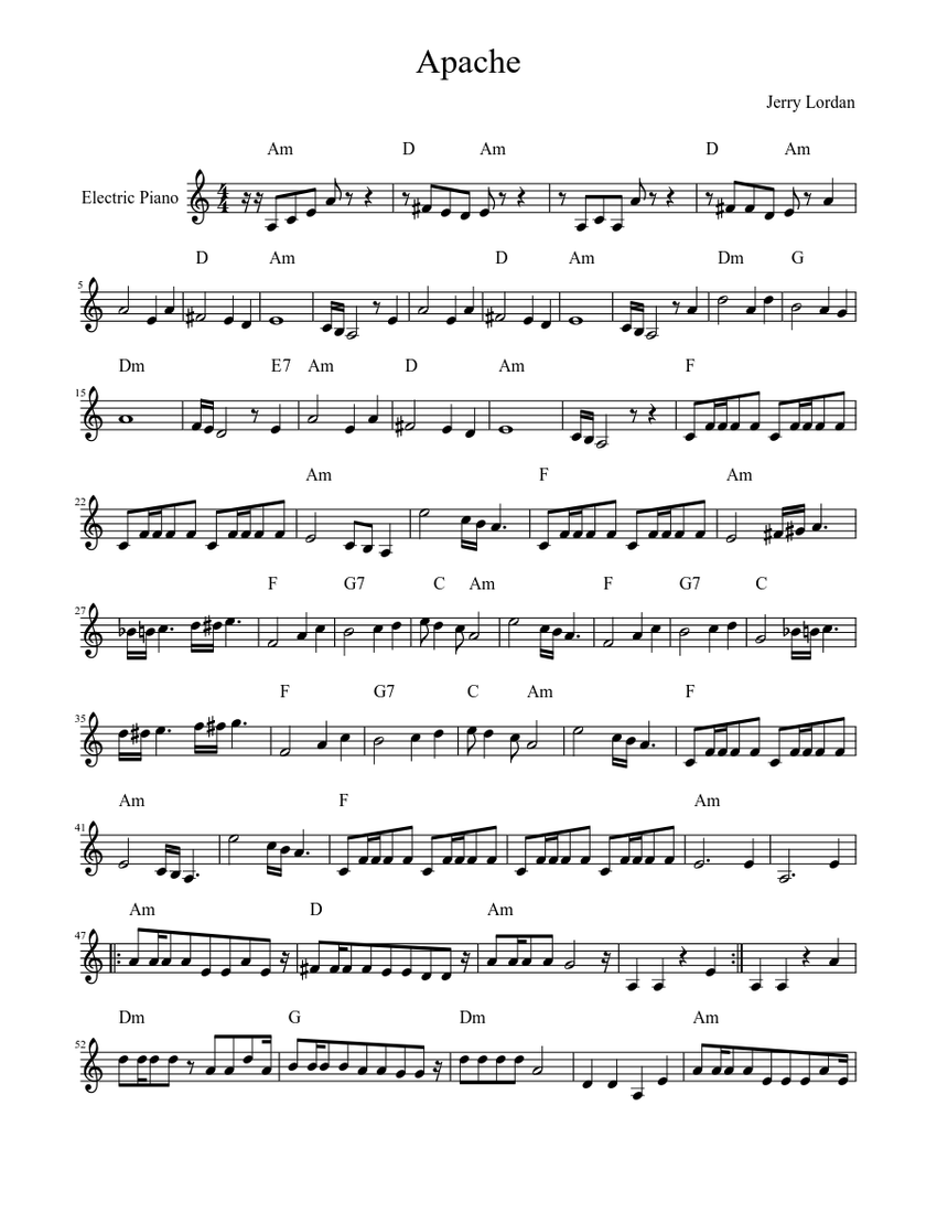 Apache Sheet music for Piano (Solo) | Musescore.com