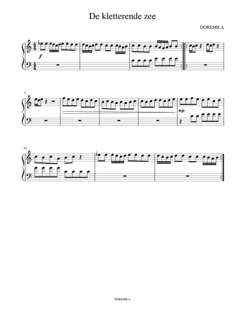 De kletterende zee Sheet music for Piano (Solo) | Musescore.com