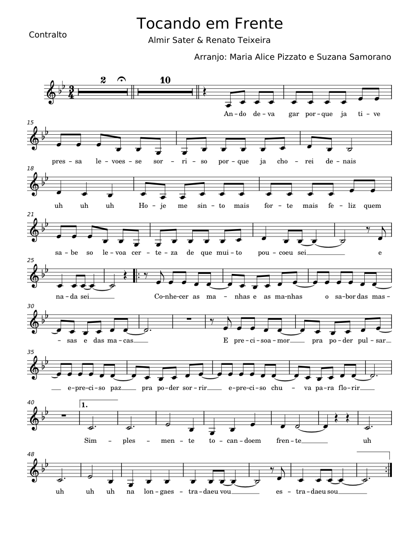 Tocando em frente - Almir Sater Sheet music for Mezzo soprano (Solo ...