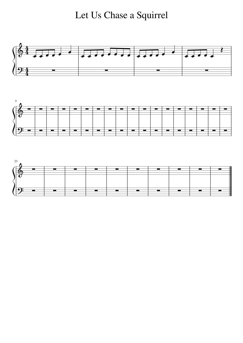 Let Us Chase a Squirrel - Easy piano Sheet Music for Piano (Solo ...