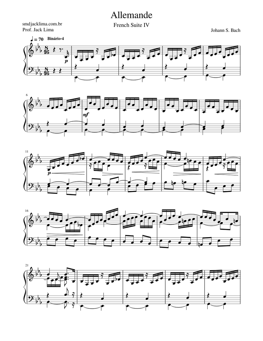 Allemande | French Suite IV | Johann Sebastian Bach Sheet music for ...