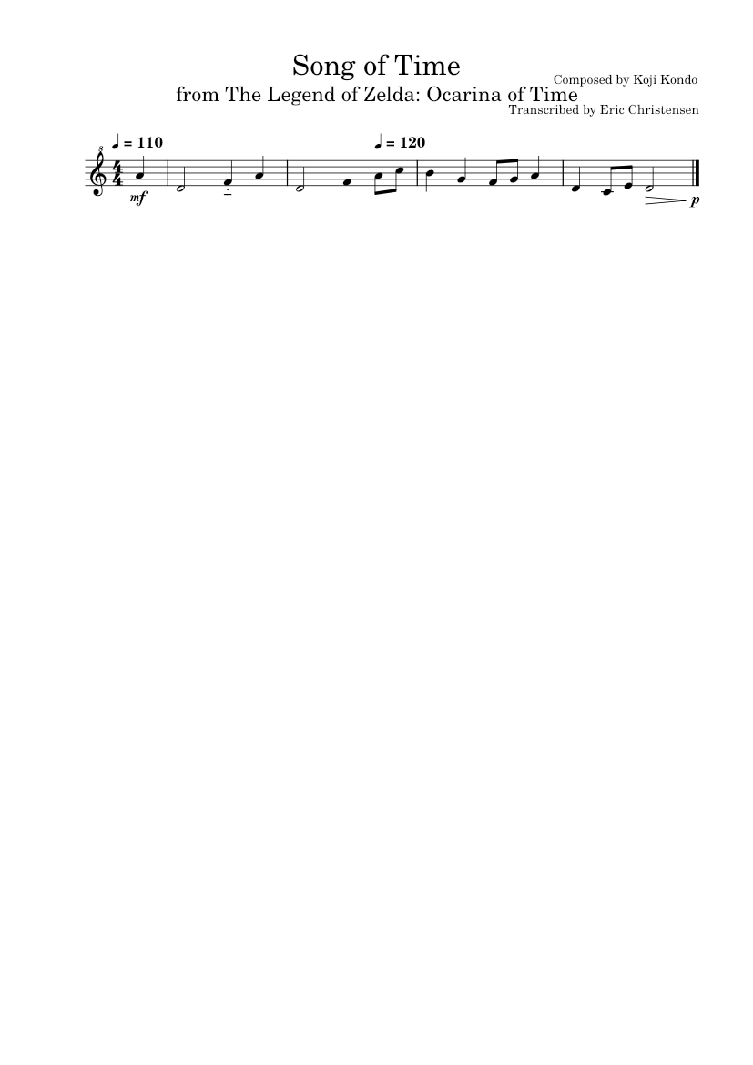 Song of Time (Ocarina) - Ocarina of Time Sheet music for Flute other ...