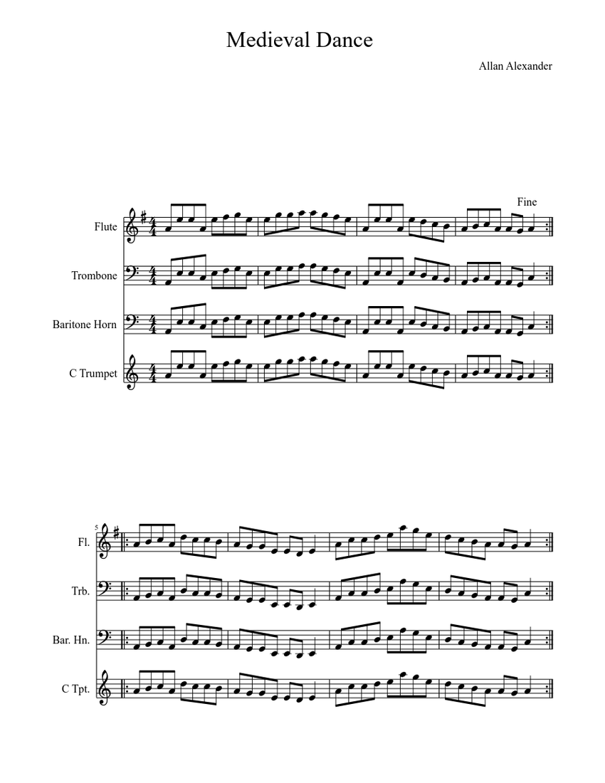 Medieval Dance Sheet music for Trombone, Flute, Trumpet other (Mixed ...