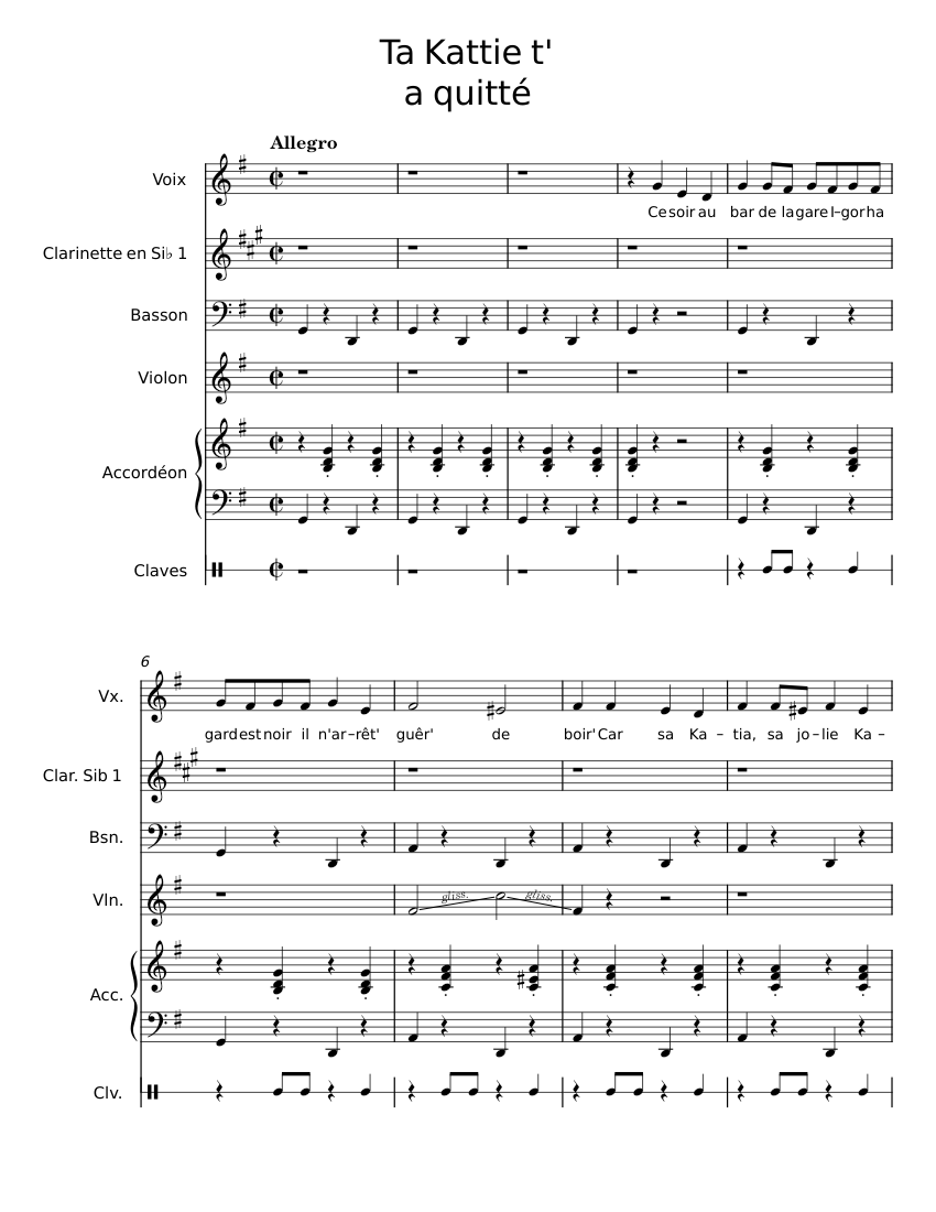 Ta Kattie t' a quitté – Boby Lapointe Sheet music for Accordion ...