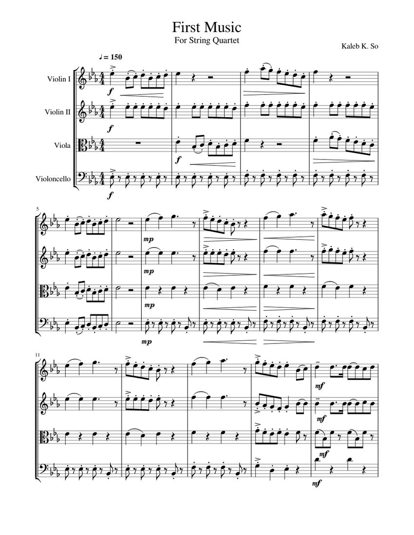 String Quartet #1 - piano tutorial