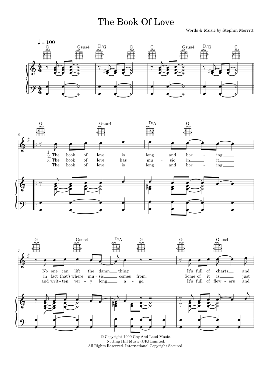 the book of love Sheet music for Piano, Vocals by The Magnetic Fields ...