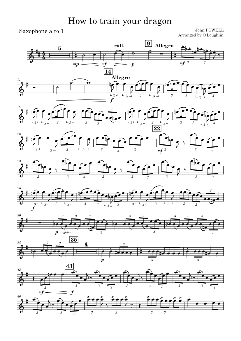 httyd Sheet music for Saxophone alto (Solo) | Musescore.com