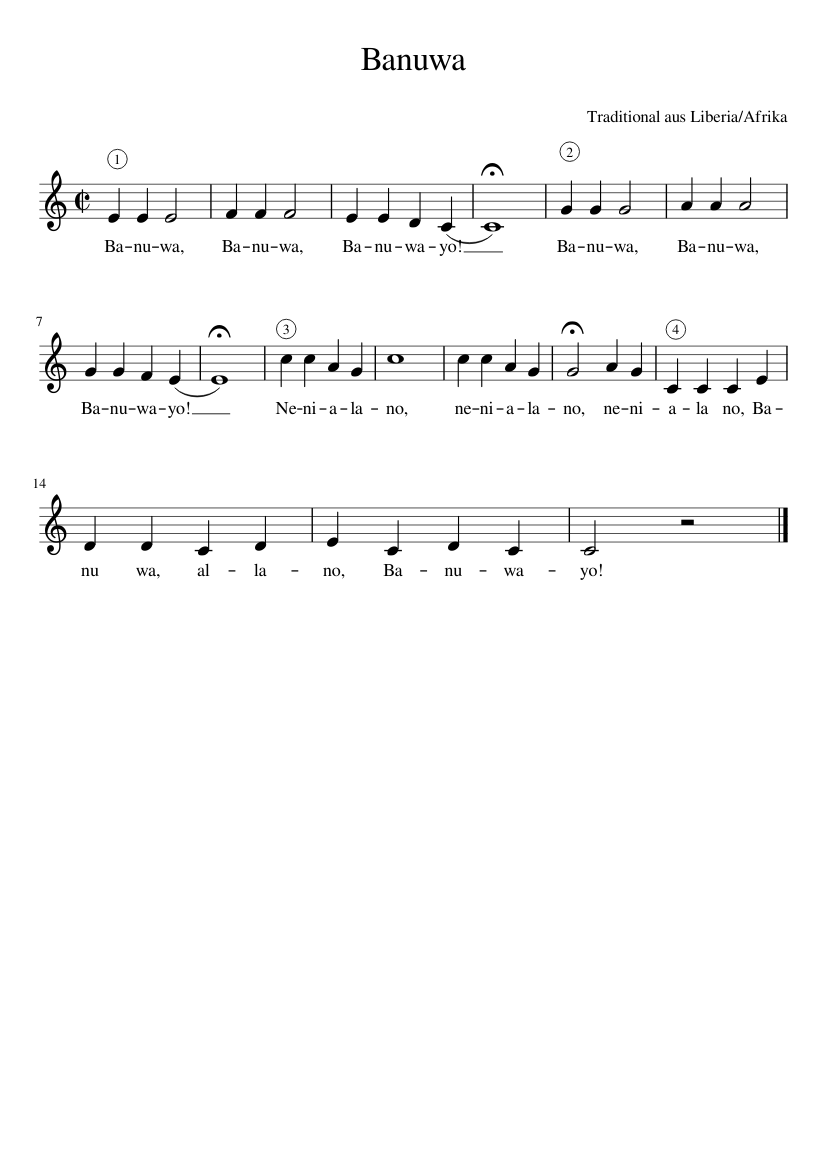 Banuwa - liberian round – Traditional from Liberia Sheet music for ...