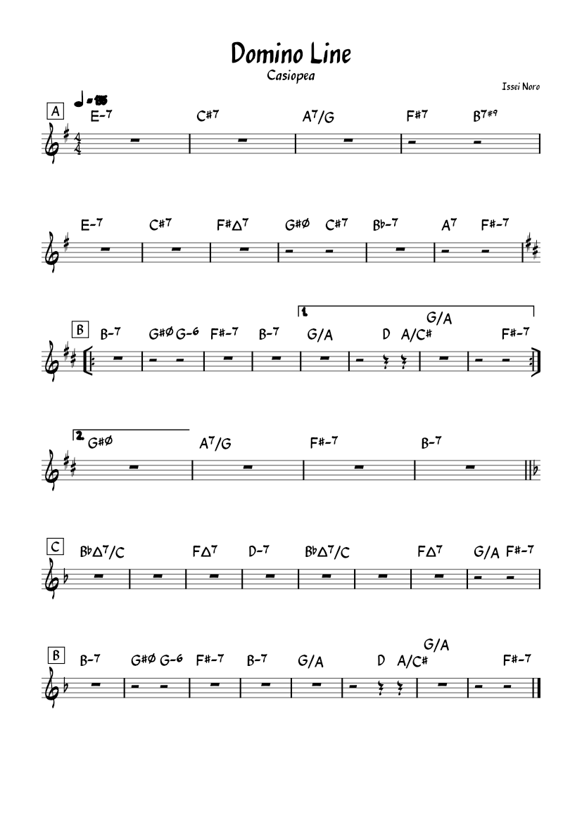 Domino Line – Casiopea Domino Line Sheet Music with Chords for Piano ...