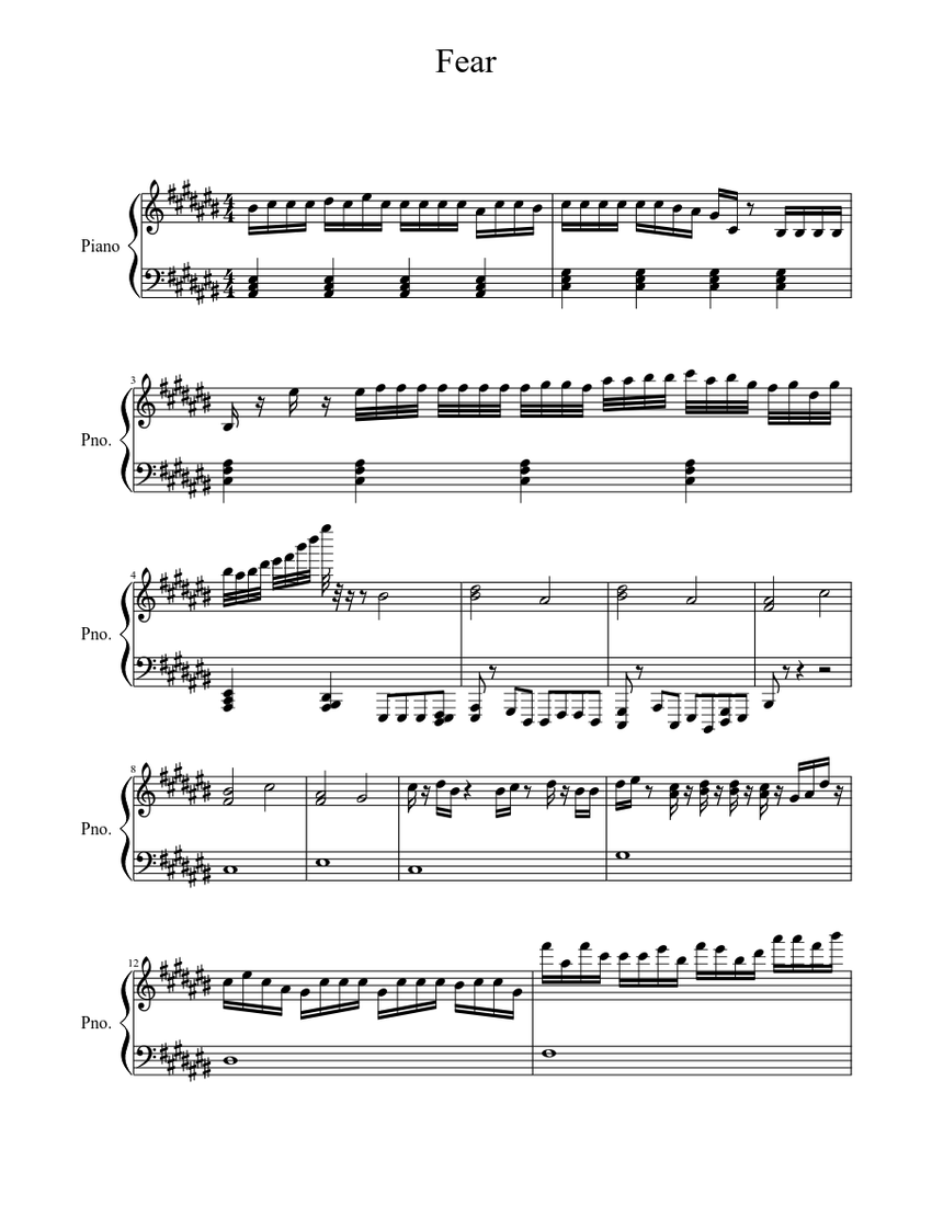 Fear Sheet music for Piano (Solo) | Musescore.com