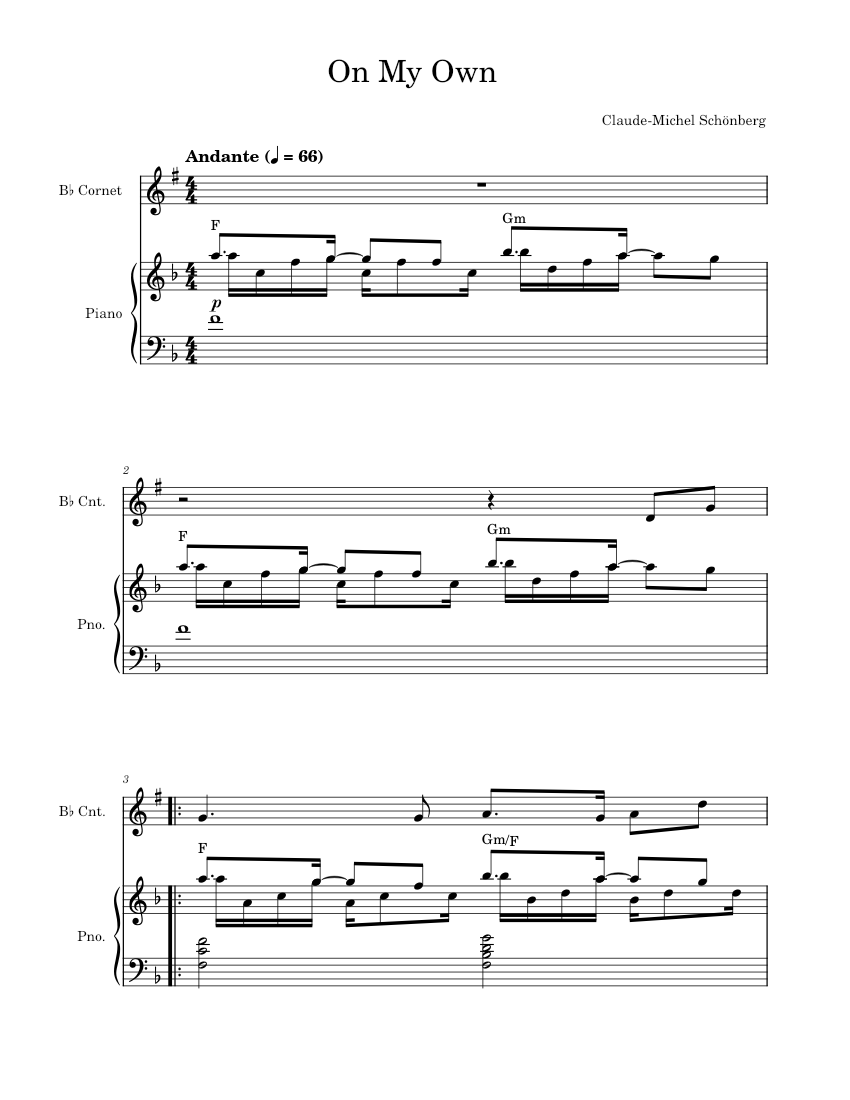 On My Own Sheet music for Piano, Cornet (Solo) | Musescore.com
