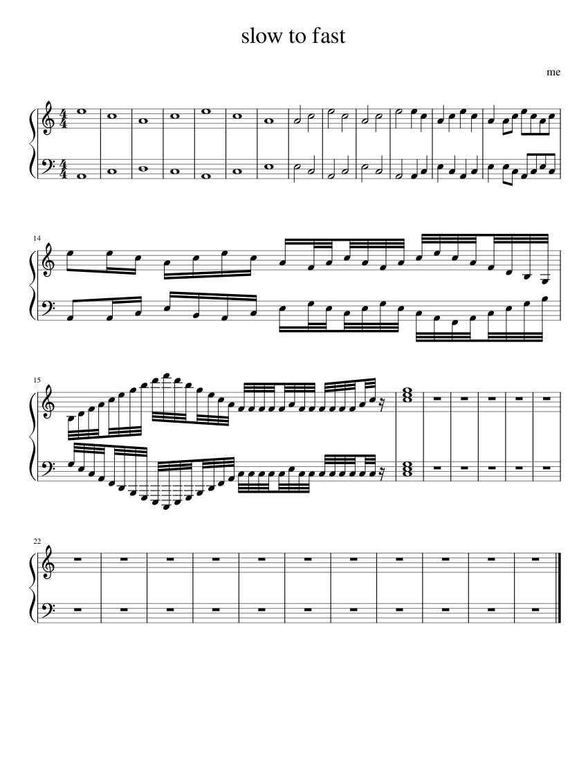 slow to fast Sheet music for Piano (Solo) | Musescore.com