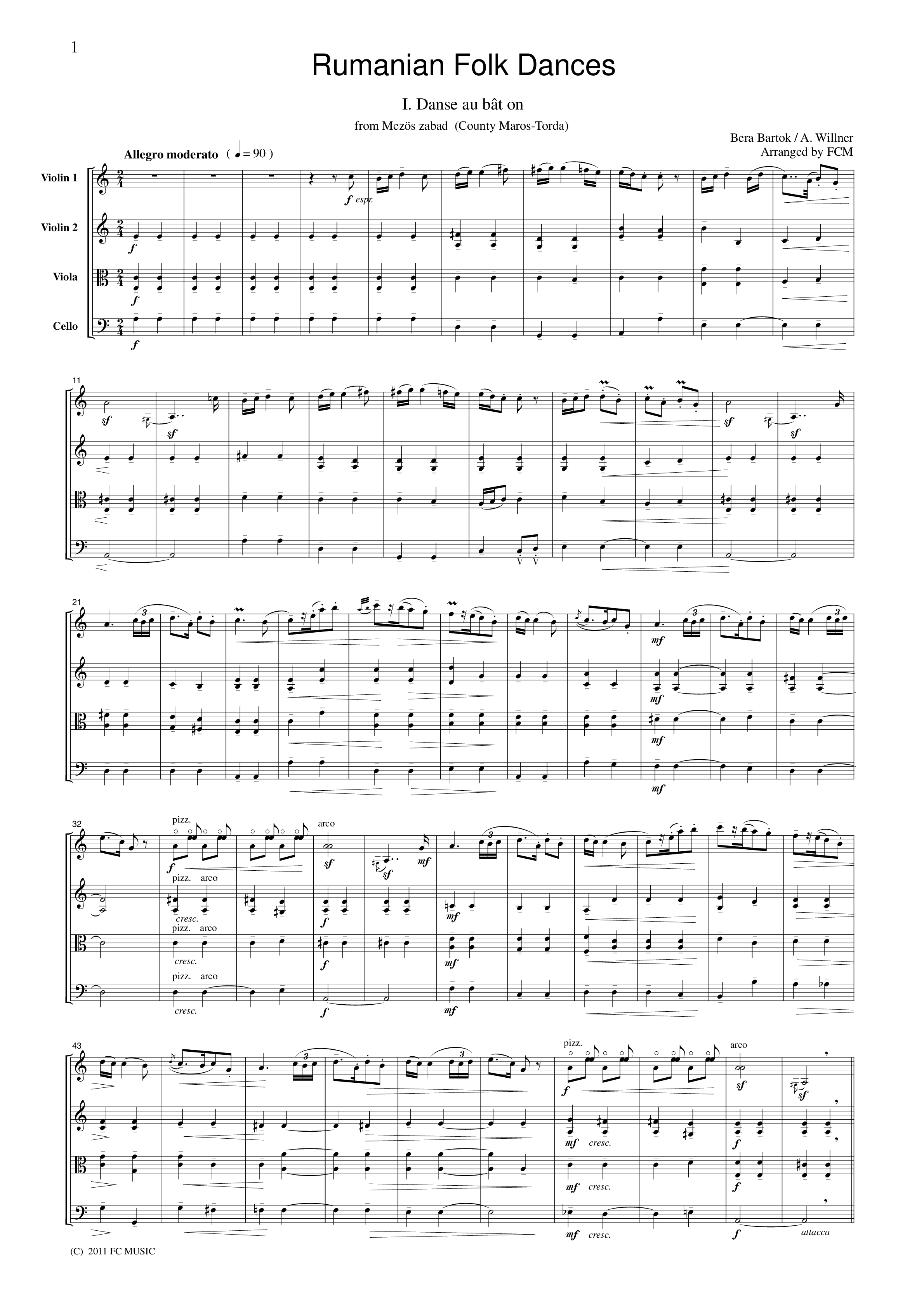 Play Official version of Romanian Folk Dances, Sz.56 Sheet Music by ...