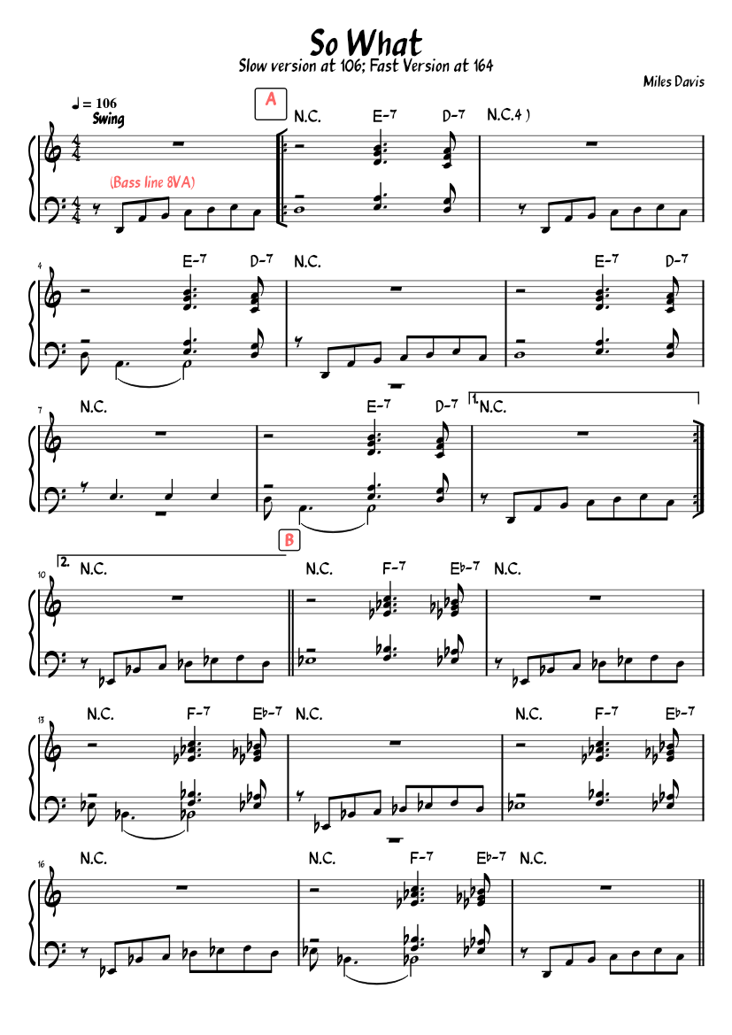So What Sheet Music with Chords for Piano (Solo) Easy | MuseScore.com