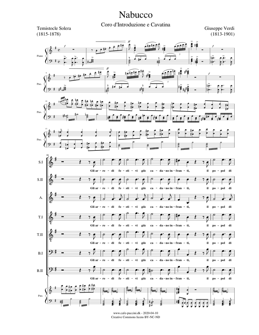 Coro dIntroduzione e Cavatina Sheet music for Piano, Soprano, Alto ...