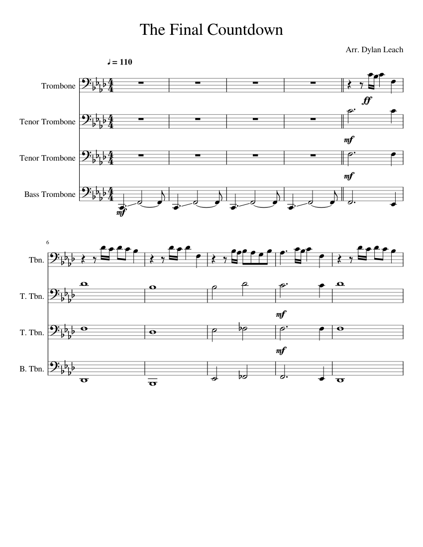 The Final Countdown (Soprano Trombone Feature) Sheet music for Trombone ...