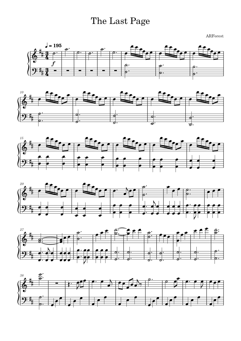 The Last Page – ARForest Sheet music for Piano (Solo) | Musescore.com