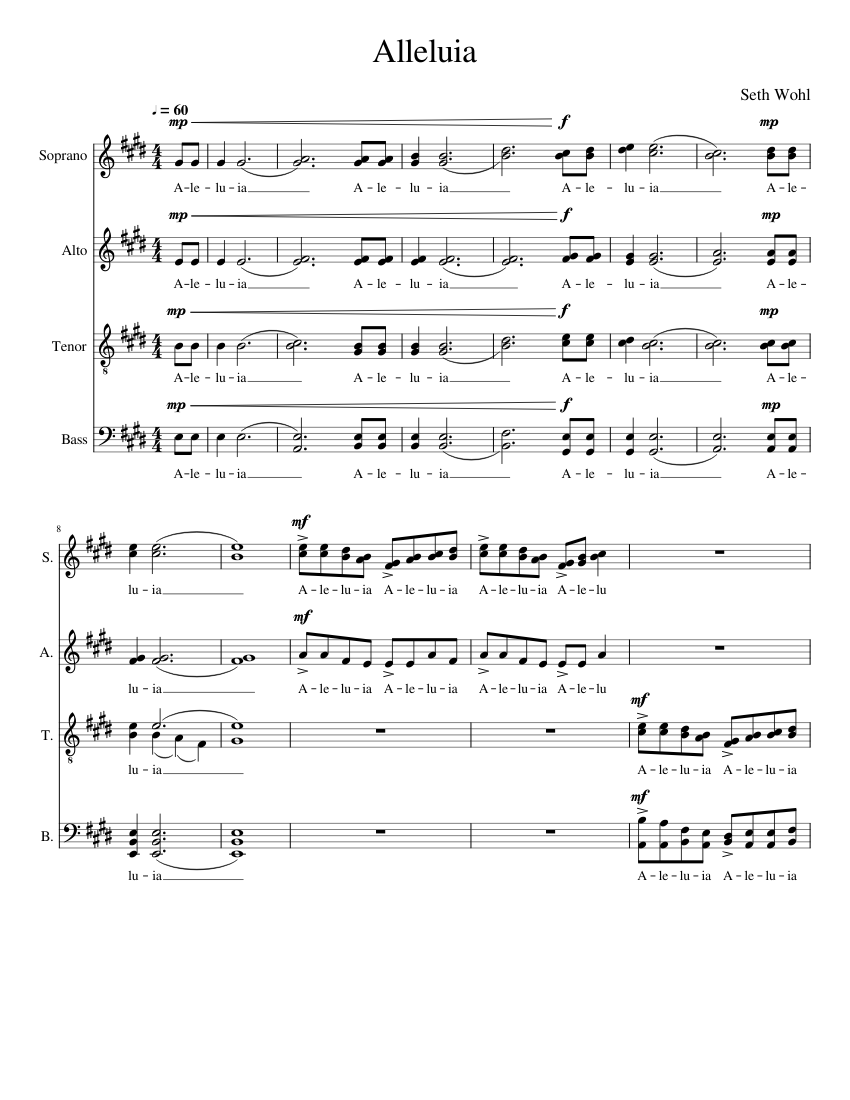Alleluia Sheet music for Soprano, Alto, Tenor, Bass voice (Choral ...