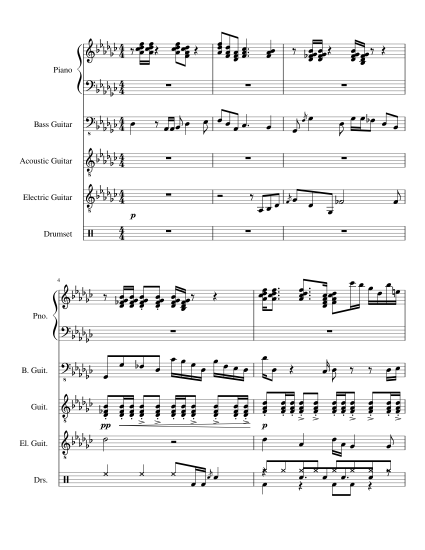 Funk (ORIGINAL COMPOSITION) Sheet music for Piano, Guitar, Bass guitar ...