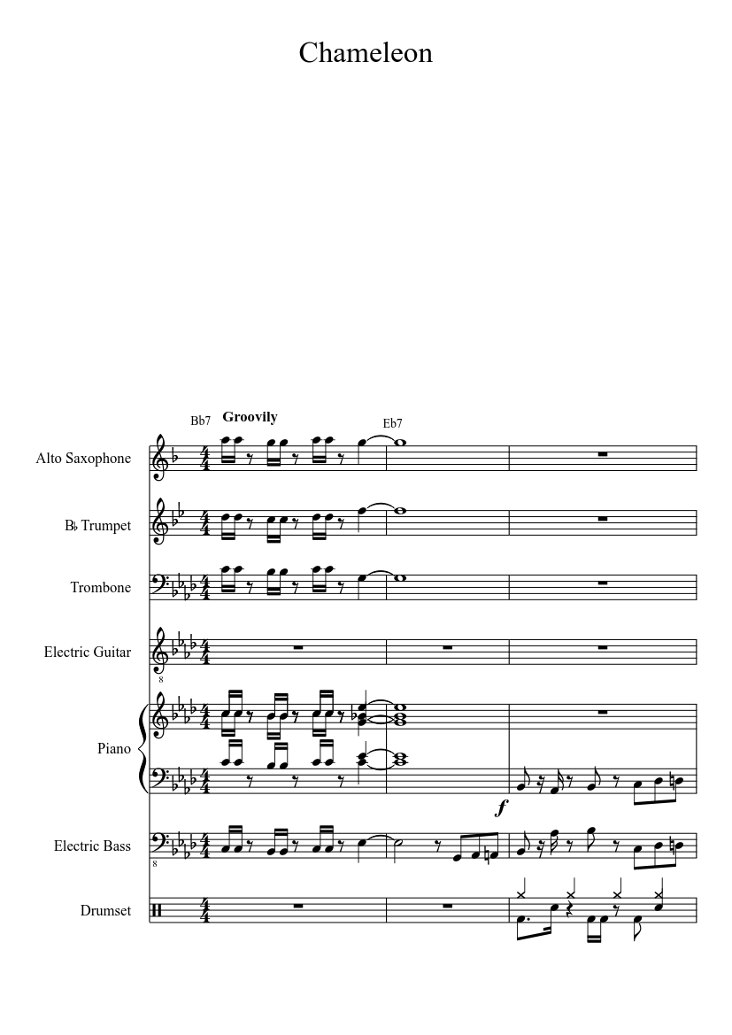 Chameleon Sheet music for Piano, Trombone, Trumpet other (Jazz Band ...