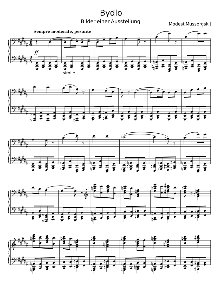 Bydlo – Modest Mussorgskij Sheet music for Piano (Solo) | Musescore.com
