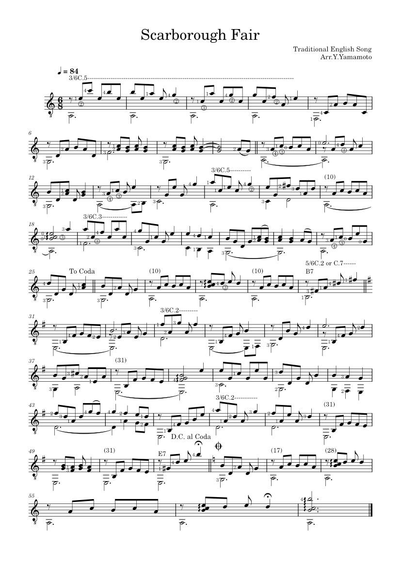 Scarborough fair – Traditional English song Sheet music for Guitar ...