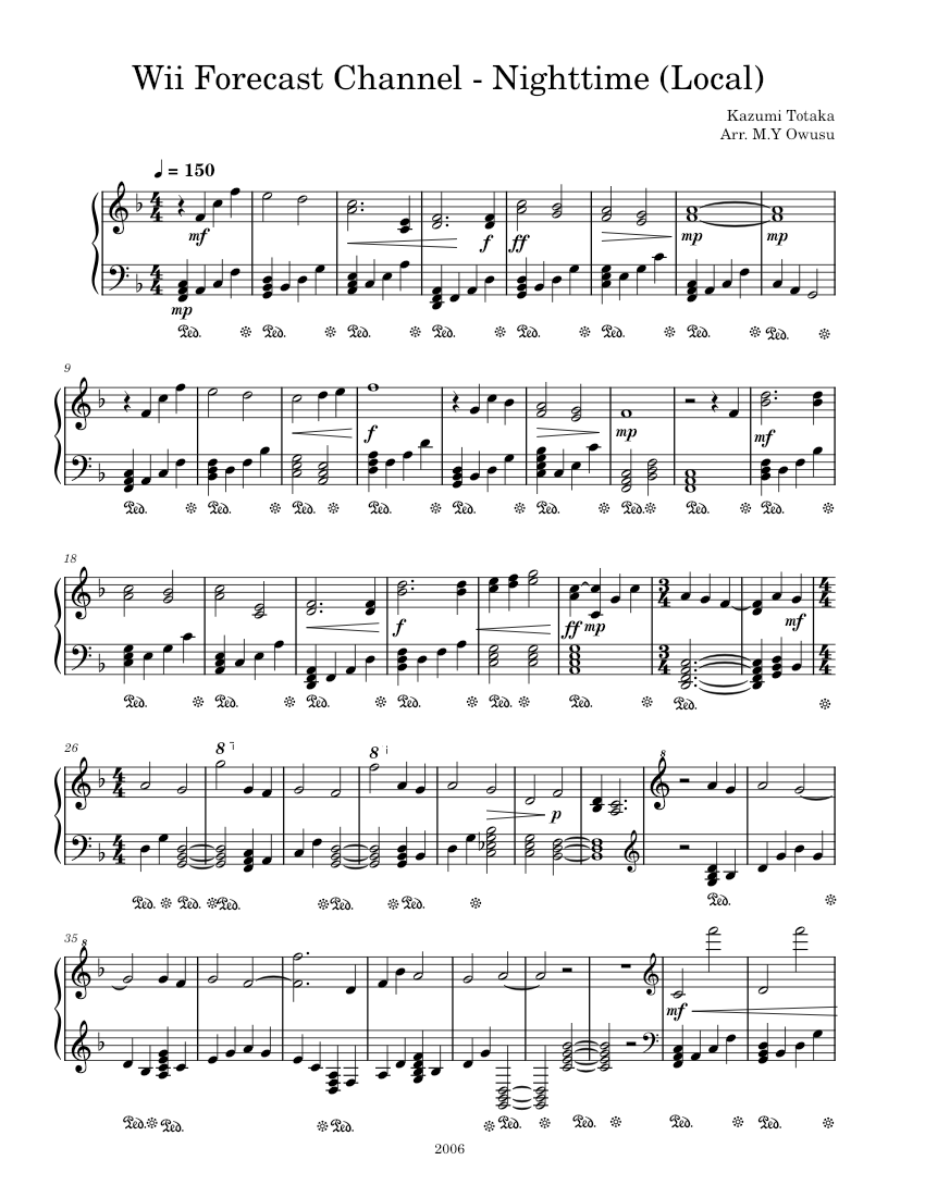 Wii Weather Forecast Channel - Nighttime (Local) – Kazumi Totaka Sheet ...