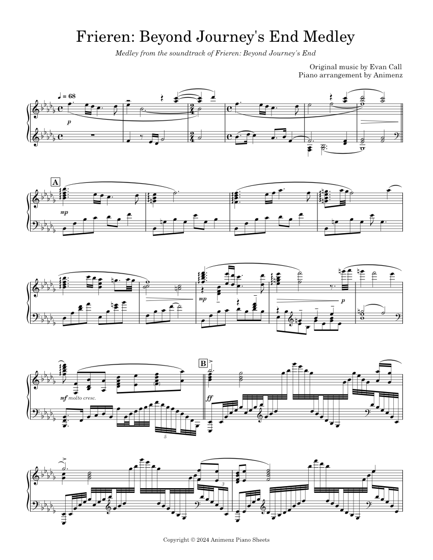 Frieren: Beyond Journey's End Medley – Music by Evan Call Arrangement ...
