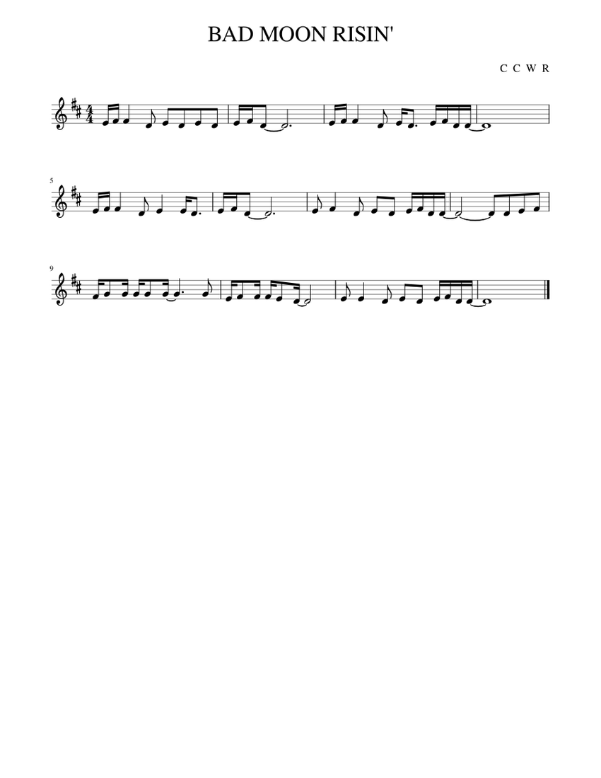 BAD MOON RISIN' Sheet music for Piano (Solo) Easy | Musescore.com