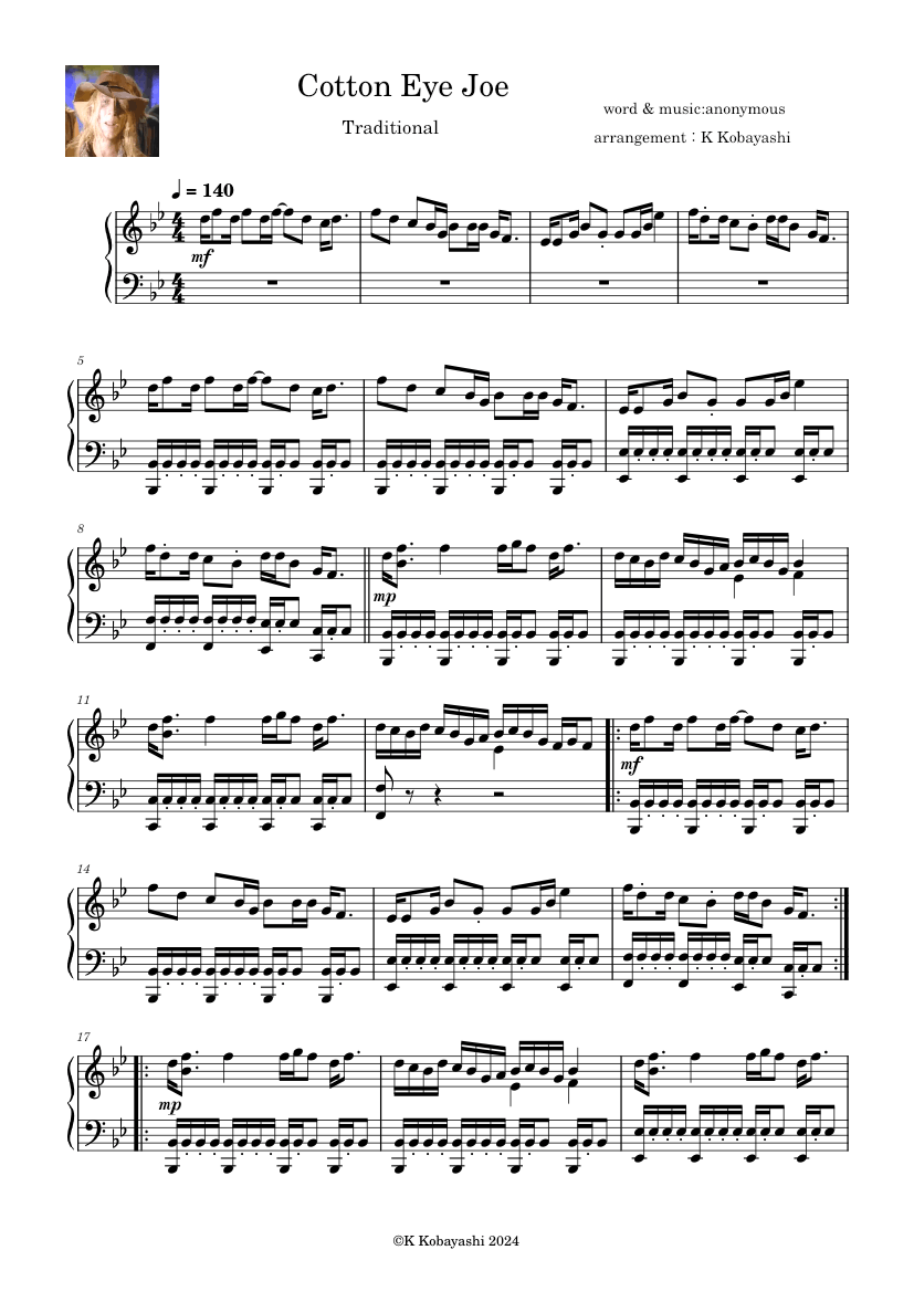 Cotton Eye Joe - Traditional Sheet music for Piano (Solo) | Musescore.com