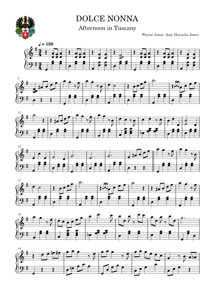 DOLCE NONNA Afternoon in Tuscany Wayne Jones Amy Hayashi-Jones Sheet ...