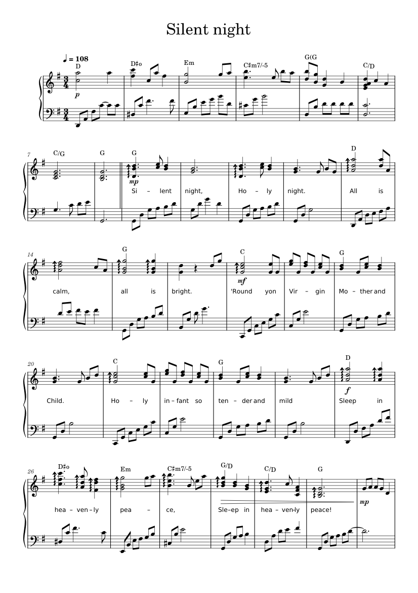 Silent Night Sheet music for Piano (Solo) Easy | Musescore.com