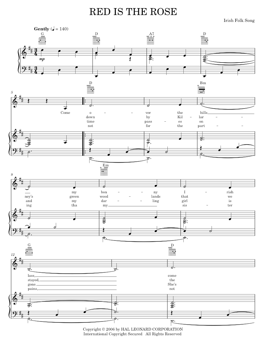 Play Official version of Red is the Rose sheet music by Traditional ...
