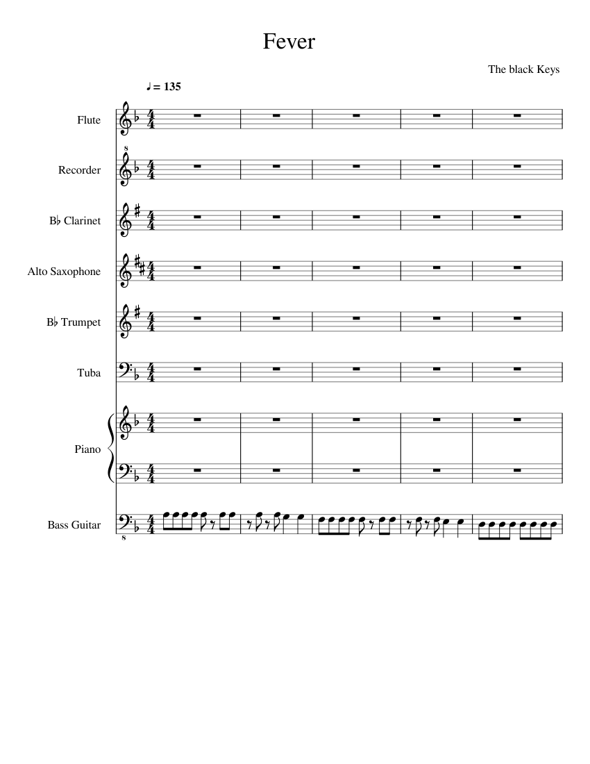 Fever Sheet music for Piano, Tuba, Flute, Clarinet in b-flat & more ...