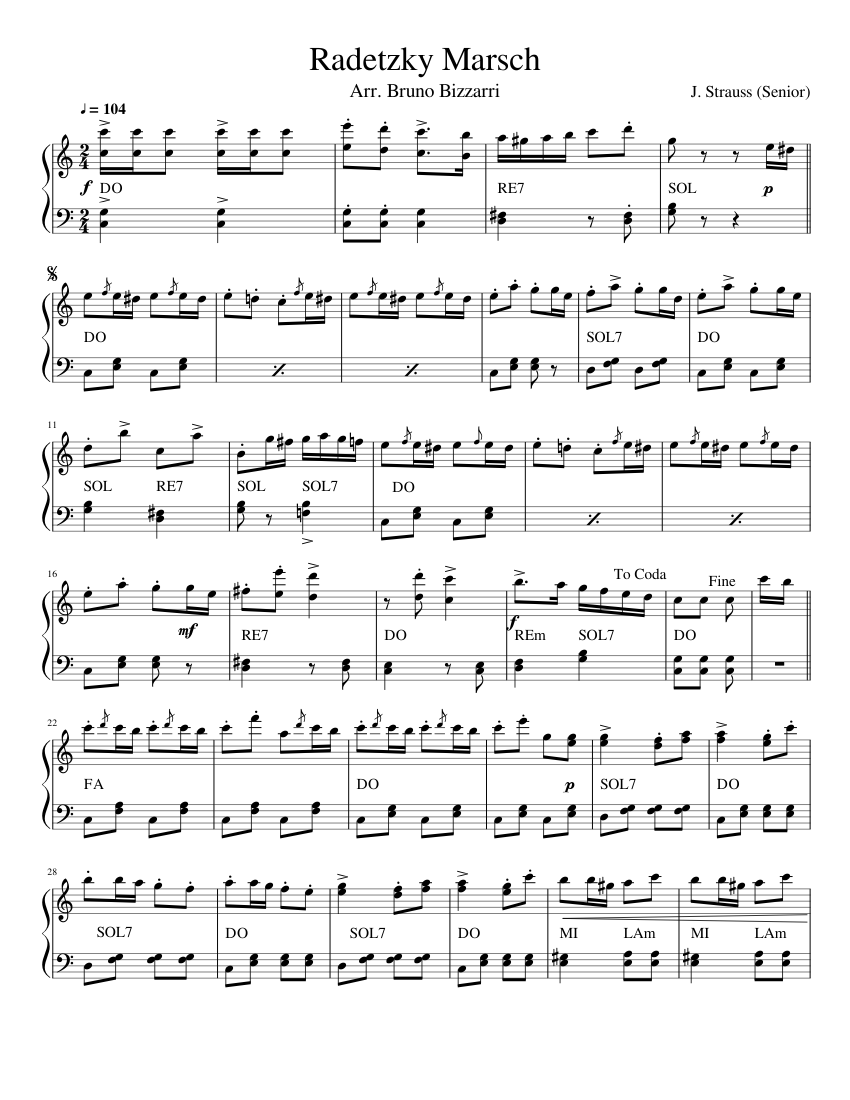 Radetzky-Marsch, Op.228 – Johann Strauss Sr. Radetzky Marsch Sheet ...