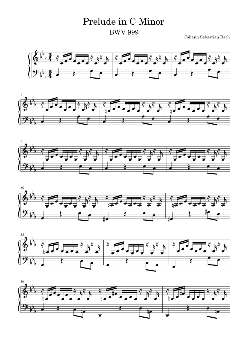 Prelude in C Minor – Johann Sebastian Bach Prelude in C Minor Sheet ...