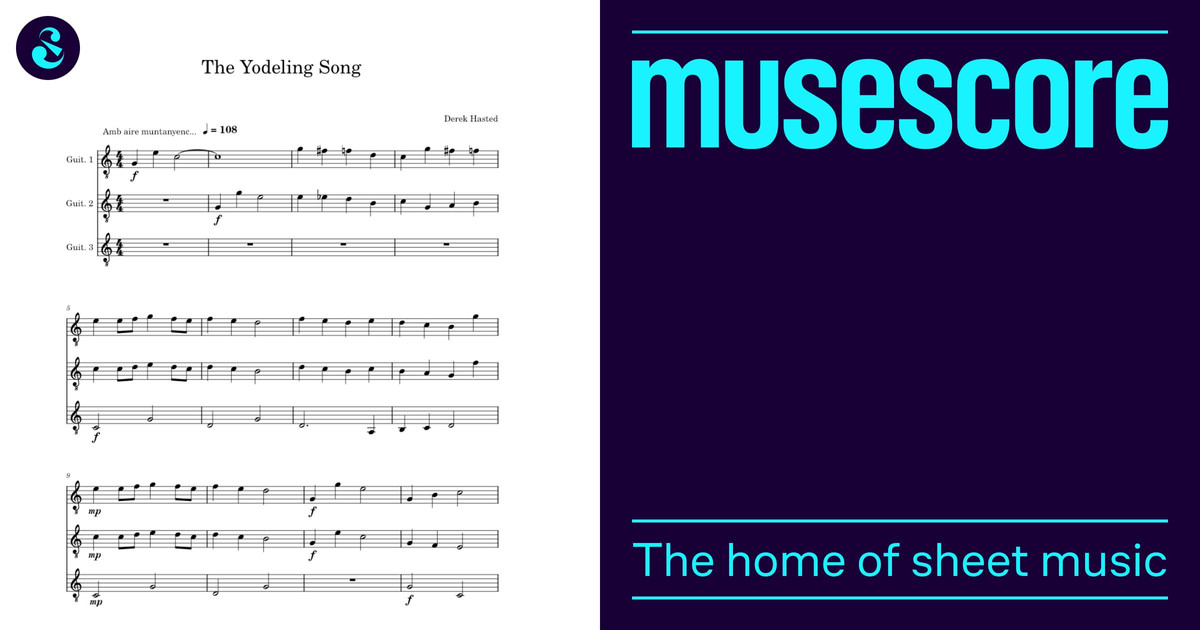 The Yodeling Song – Derek Hasted Sheet music for Guitar (Mixed Trio ...