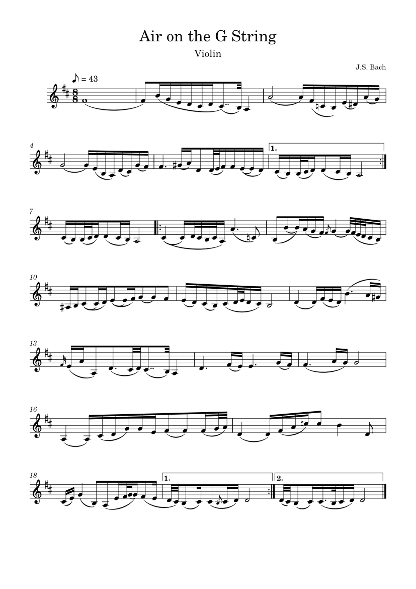 Air on the G String Sheet Music for Violin (Solo) | MuseScore.com