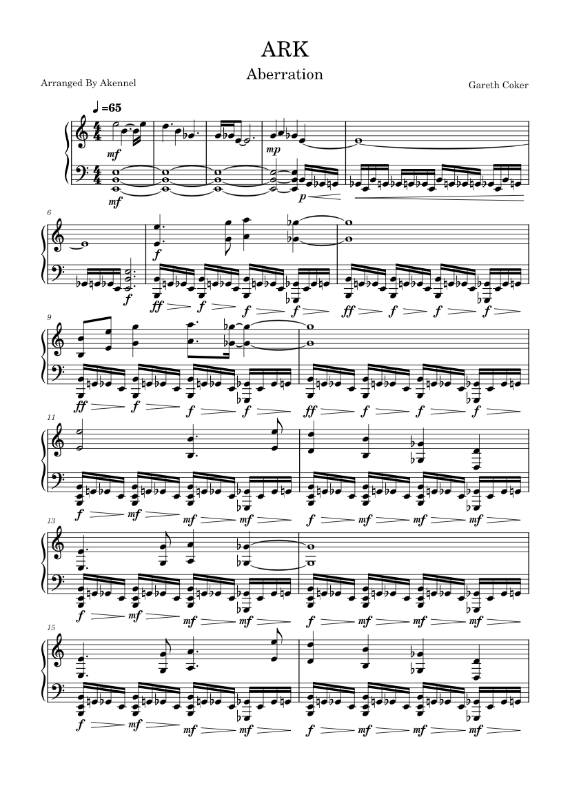 ARK: Aberration Theme – Gareth Coker Sheet Music for Piano (Solo ...