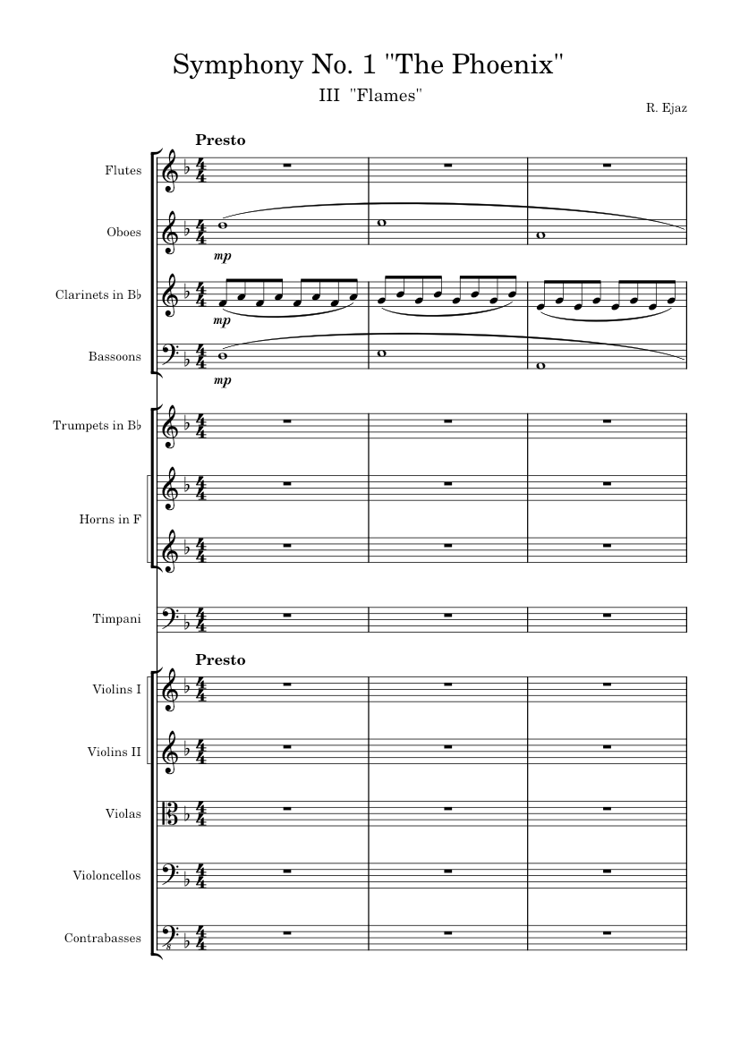 Symphony No 1 (Mvmt III) Sheet music for Flute, Oboe, Bassoon, French ...