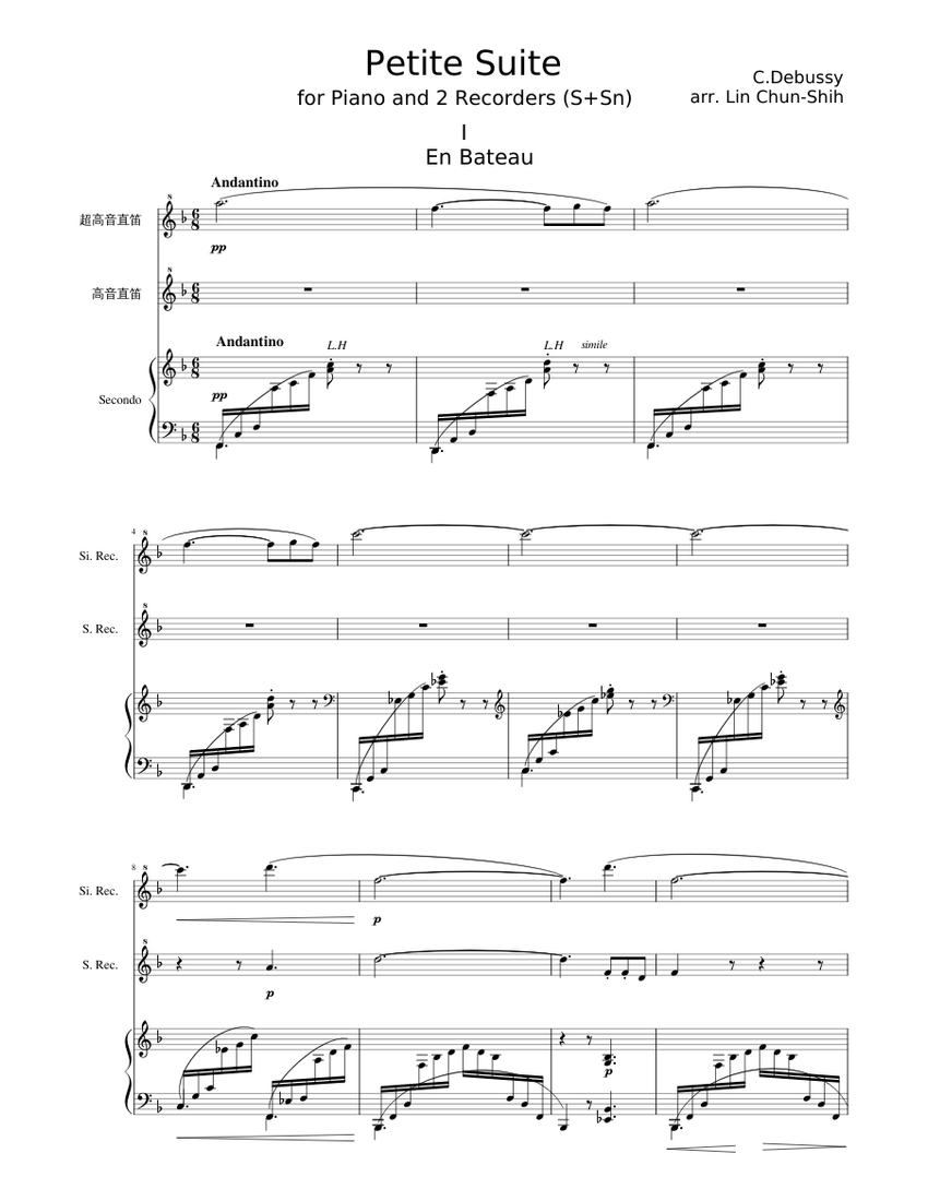 Petite Suite Sheet music for Piano, Recorder (Mixed Trio) | Musescore.com