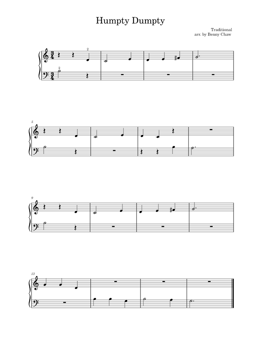 Humpty Dumpty Sheet music for Piano (Solo) Easy | Musescore.com