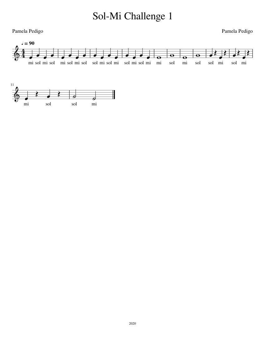 Sol-Mi Challenge 1 Sheet music for Piano (Solo) Easy | Musescore.com