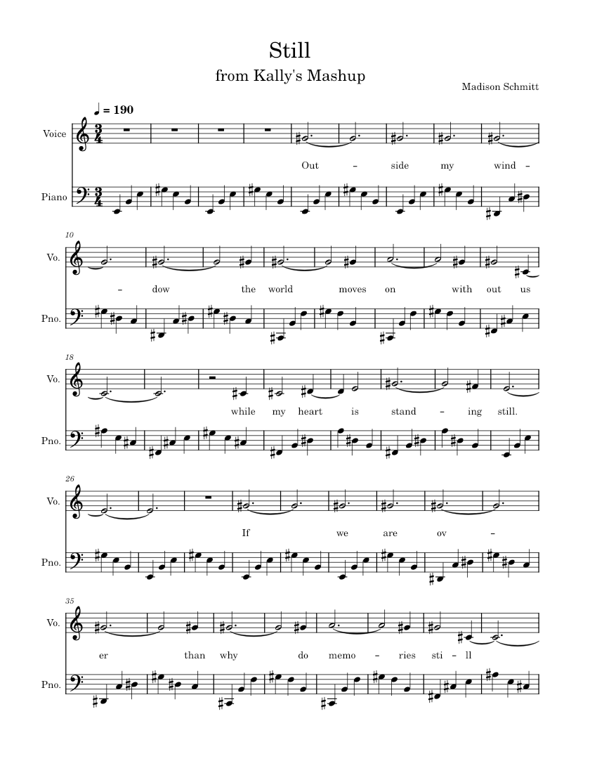 Still – Adam Anders (From Kally's Mashup Sheet music for Piano, Vocals ...