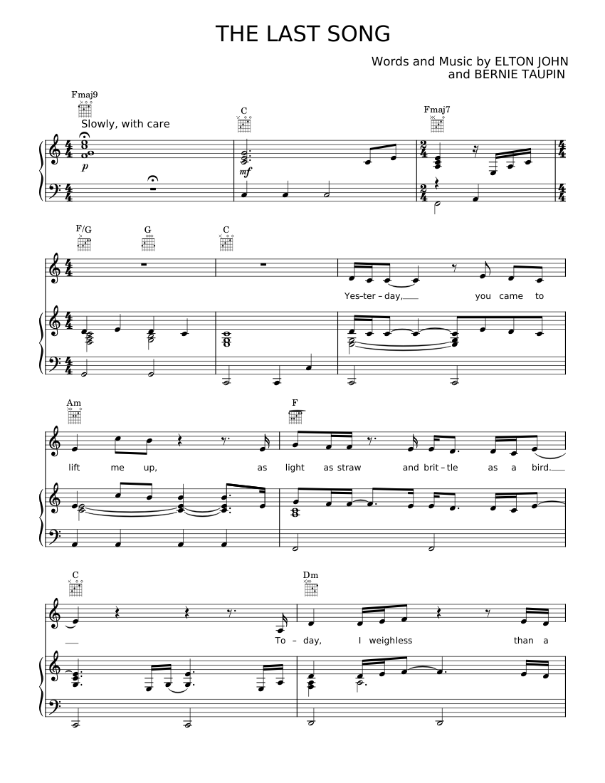 The last song - Elton John Sheet music for Piano, Vocals (Mixed Trio ...