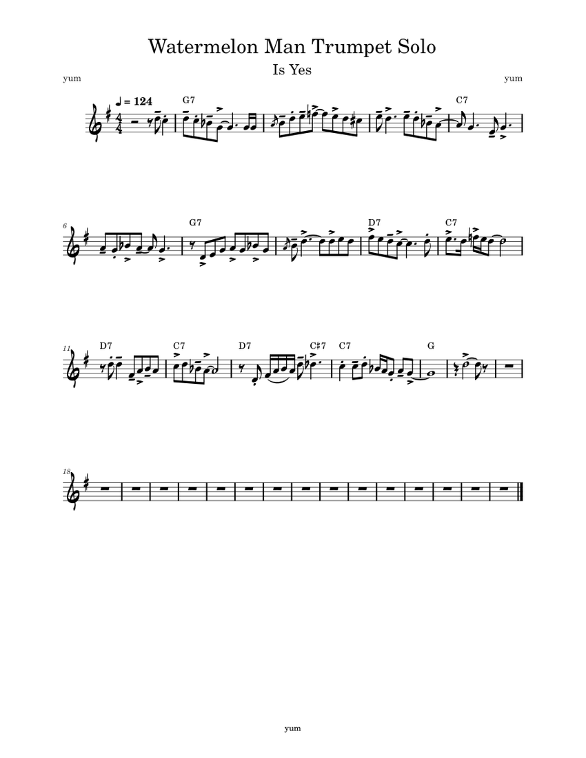 Watermelon Man – Herbie Hancock Watermelon Man Trumpet Solo Sheet music ...