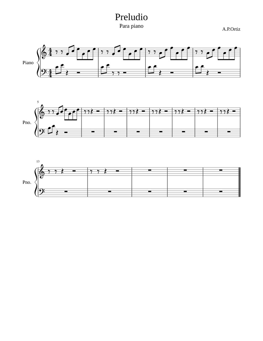Preludio Sheet music for Piano (Solo) | Musescore.com