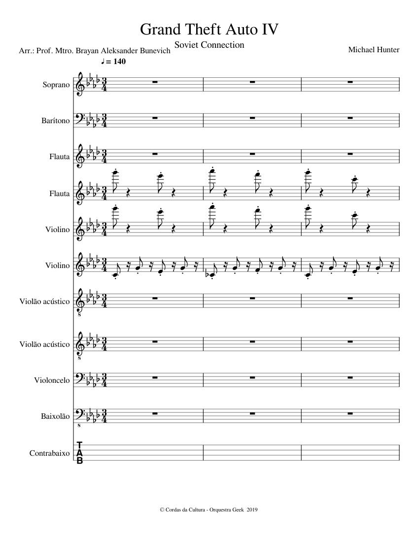 Grand Theft Auto IV Sheet music for Soprano, Baritone, Flute, Violin ...