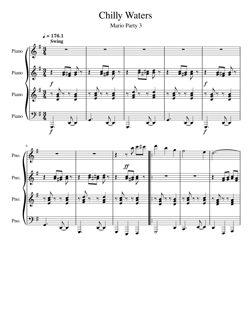 Chilly Waters Sheet music for Piano (Mixed Quartet) | Musescore.com